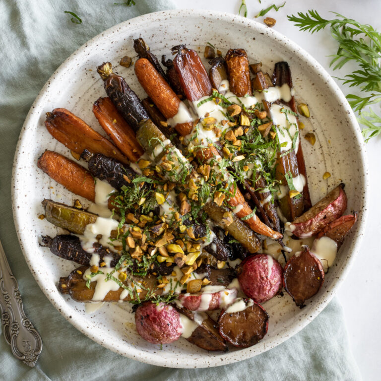 Roasted Rainbow Carrots and Radishes - Forks and Foliage