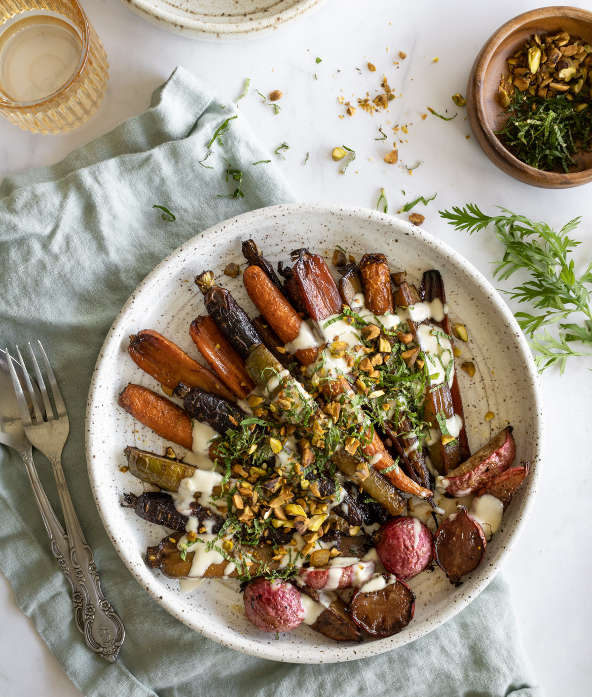 Roasted Rainbow Carrots and Radishes - Forks and Foliage
